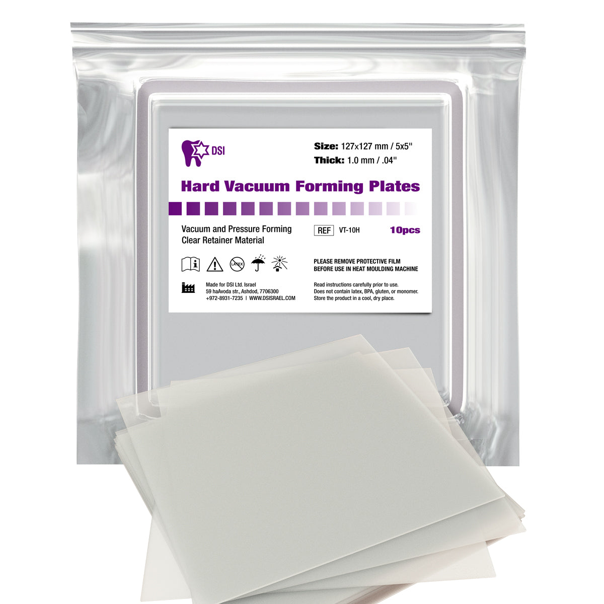 DSI Hard Tray Retainer Splint Material Plates Sheets 125x125mm 4.9x4.9