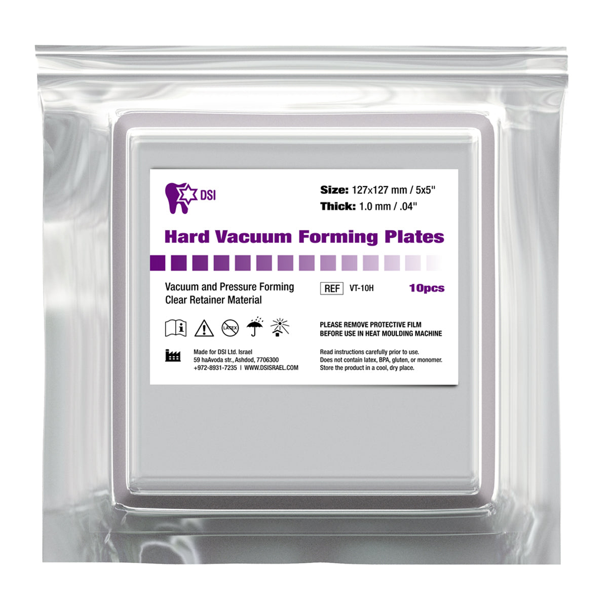 DSI Hard Tray Retainer Splint Material Plates Sheets 125x125mm 4.9x4.9